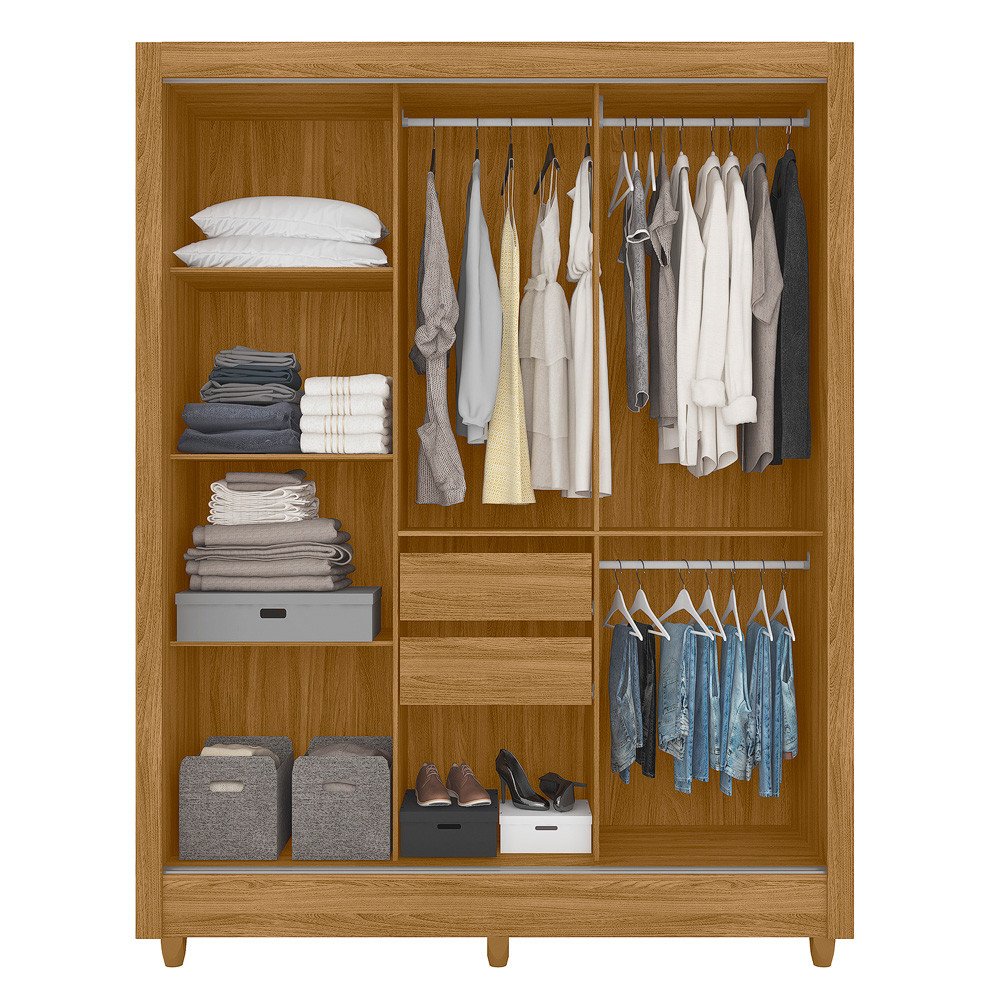 Guarda Roupa 3 Portas Deslizantes com Espelho Bolívia Freijó Cinza ...