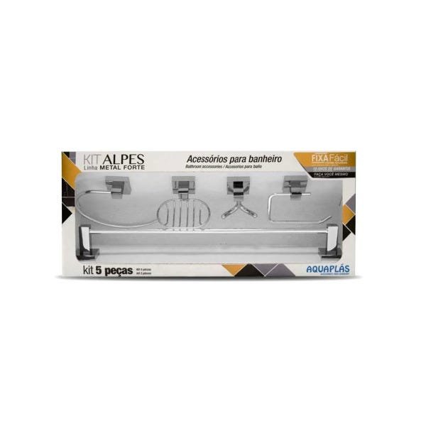 Kit de acessórios para banheiro 5 peças Alpes cromado Aquaplás ...