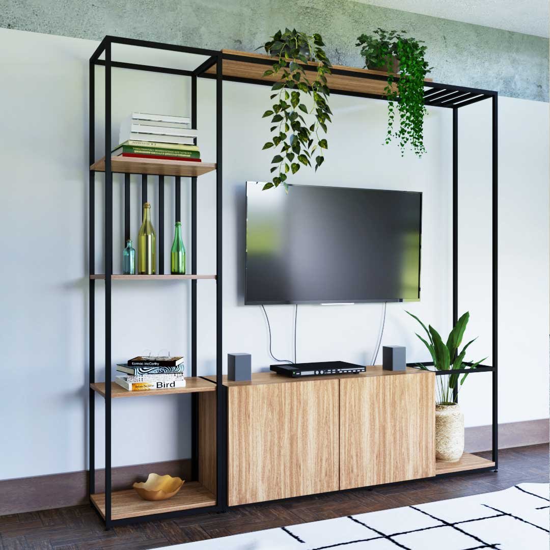Conjunto de Estante Industrial Home para TV Spring 204x34x202 ...