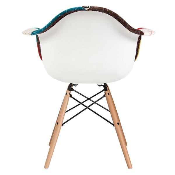 Cadeira Charles Eames Eiffel Daw - Tecido Patchwork - Madeira Clara | MadeiraMadeira