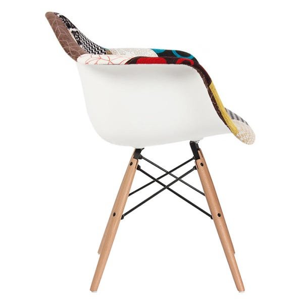 Cadeira Charles Eames Eiffel Daw - Tecido Patchwork - Madeira Clara | MadeiraMadeira