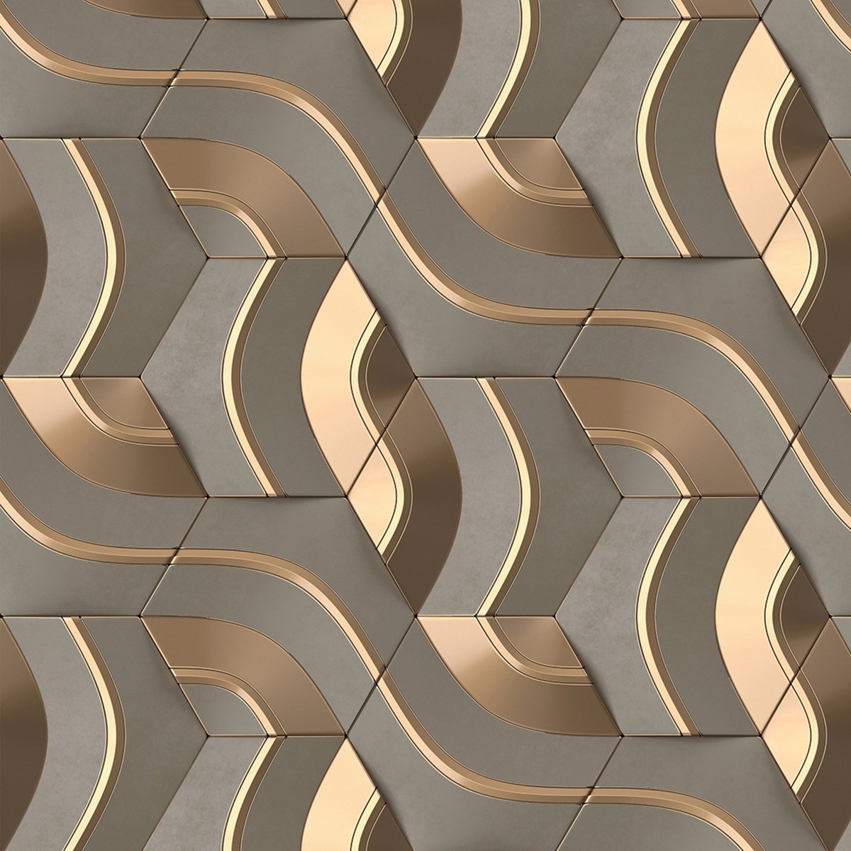 Papel de Parede 3d Auto Adesivo Geométrico Labirinto Fio Dourado ...