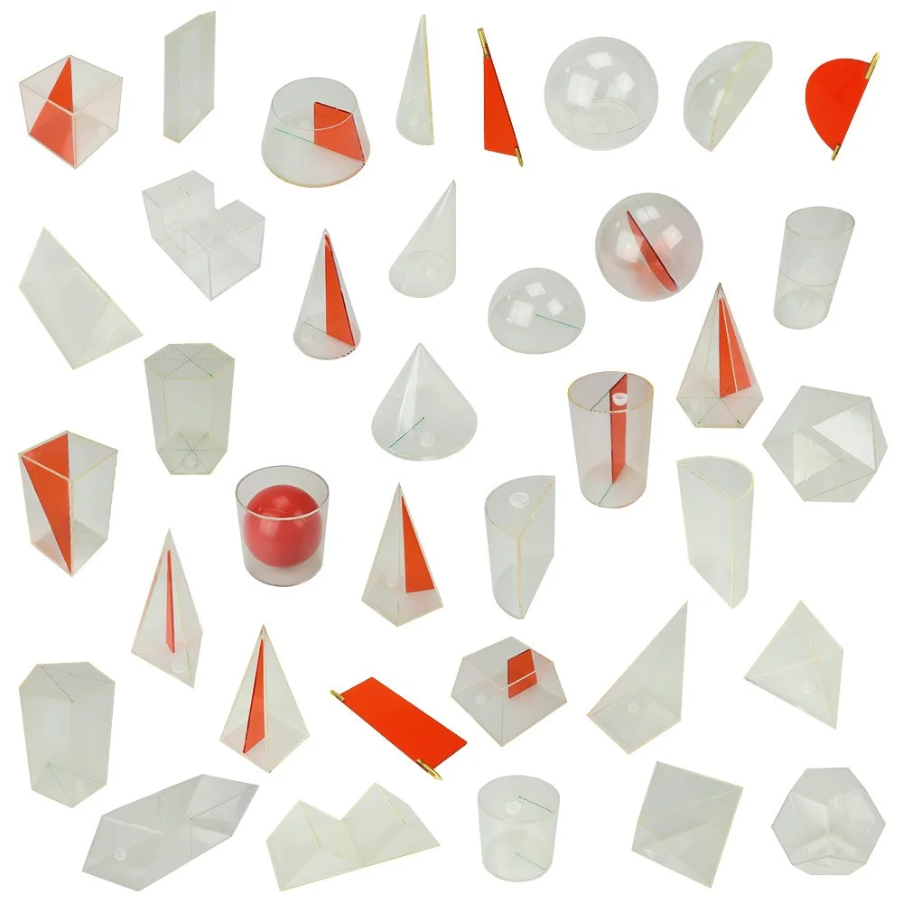 Sólidos Geométricos Em Acrílico Pedagógico Professor 37 Pçs ...