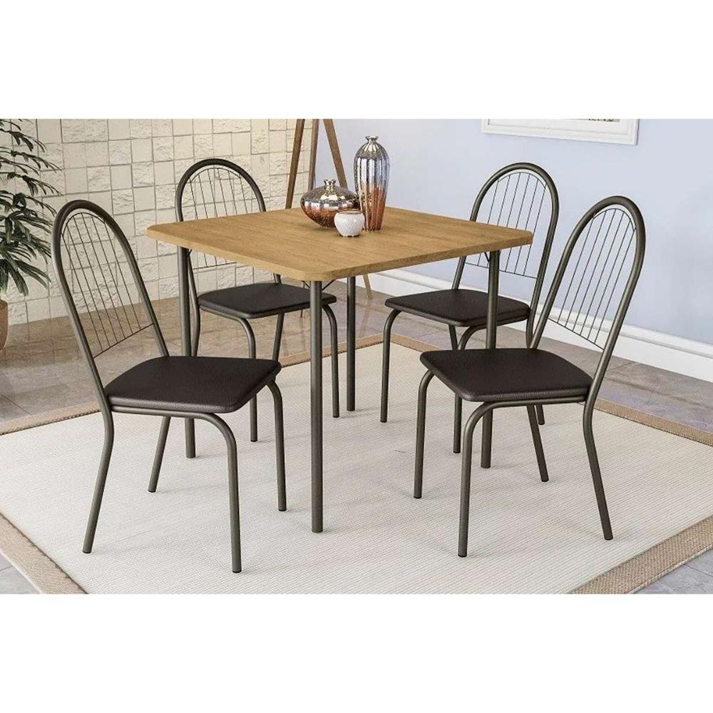Sala de Jantar Completa Sena C/ Tampo Mairado 90x90cm e 4 Cairas ...