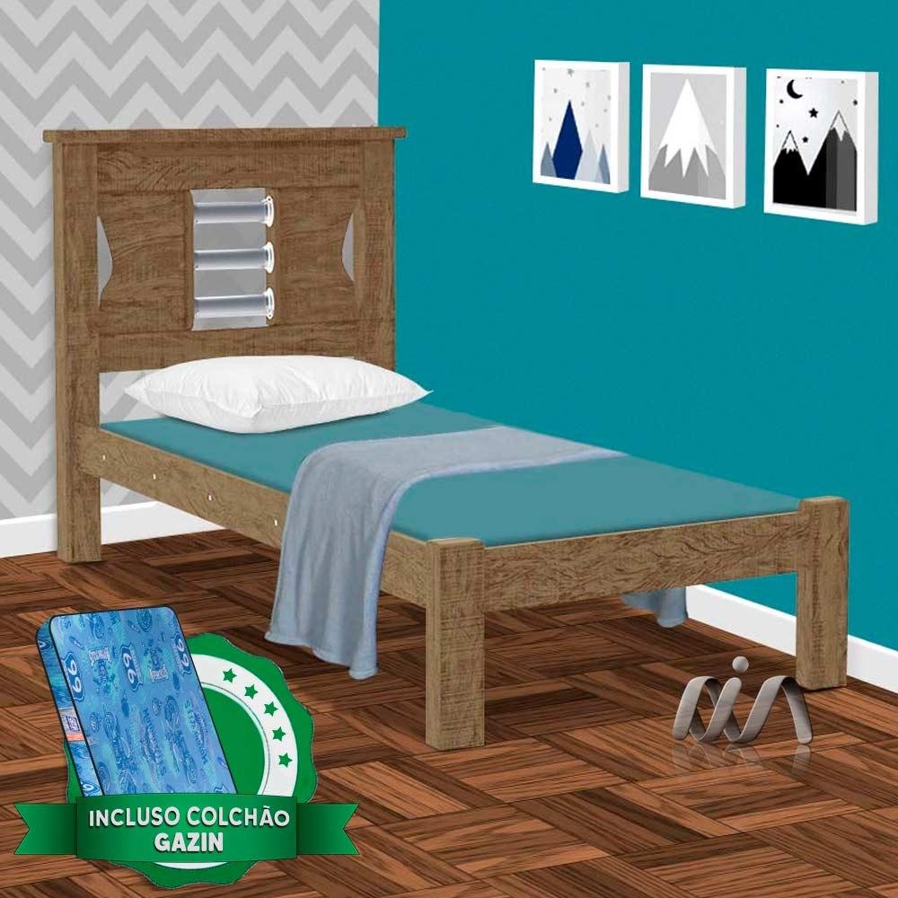 Cama Solteiro Moderna Castanho Belíssima Fênix Com Colchão Gazin ...
