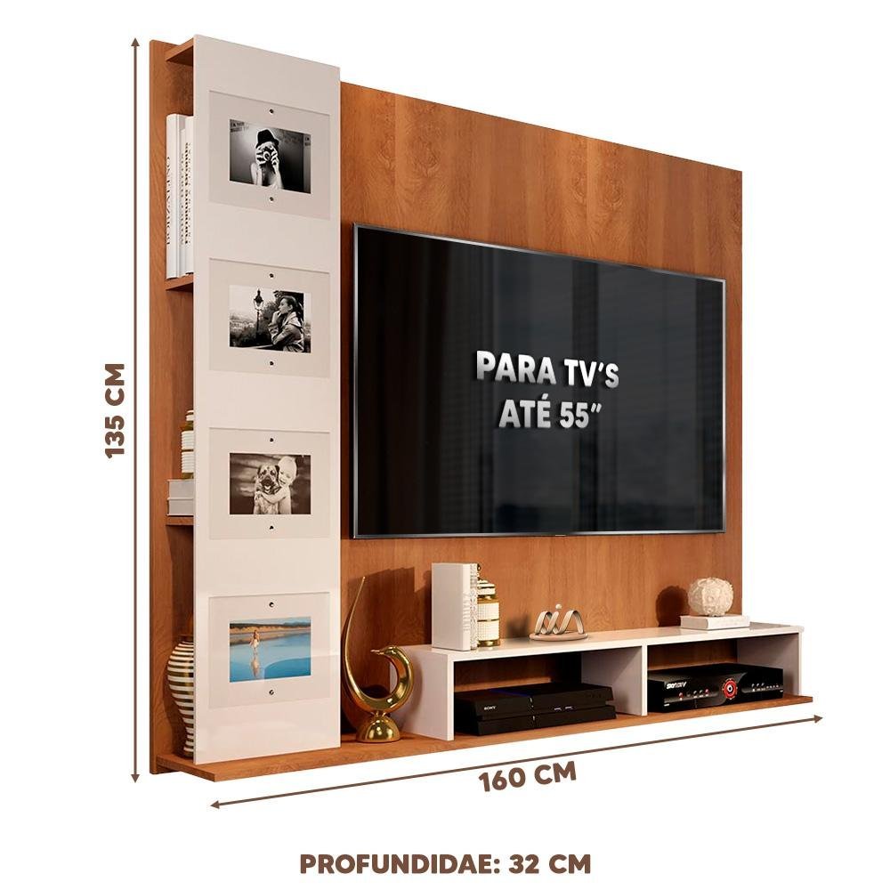 Painel Pequeno Para Tv Até 55 Polegadas Freijó Off White Portia Shop Jm ...