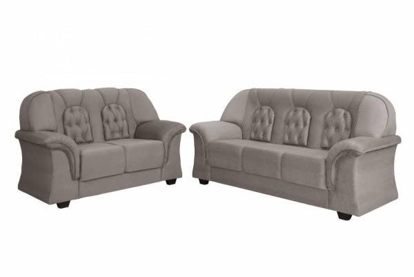 Conjunto Sofá 2 e 3 Lugares Suede Veludo Animale Athenas Bege ...
