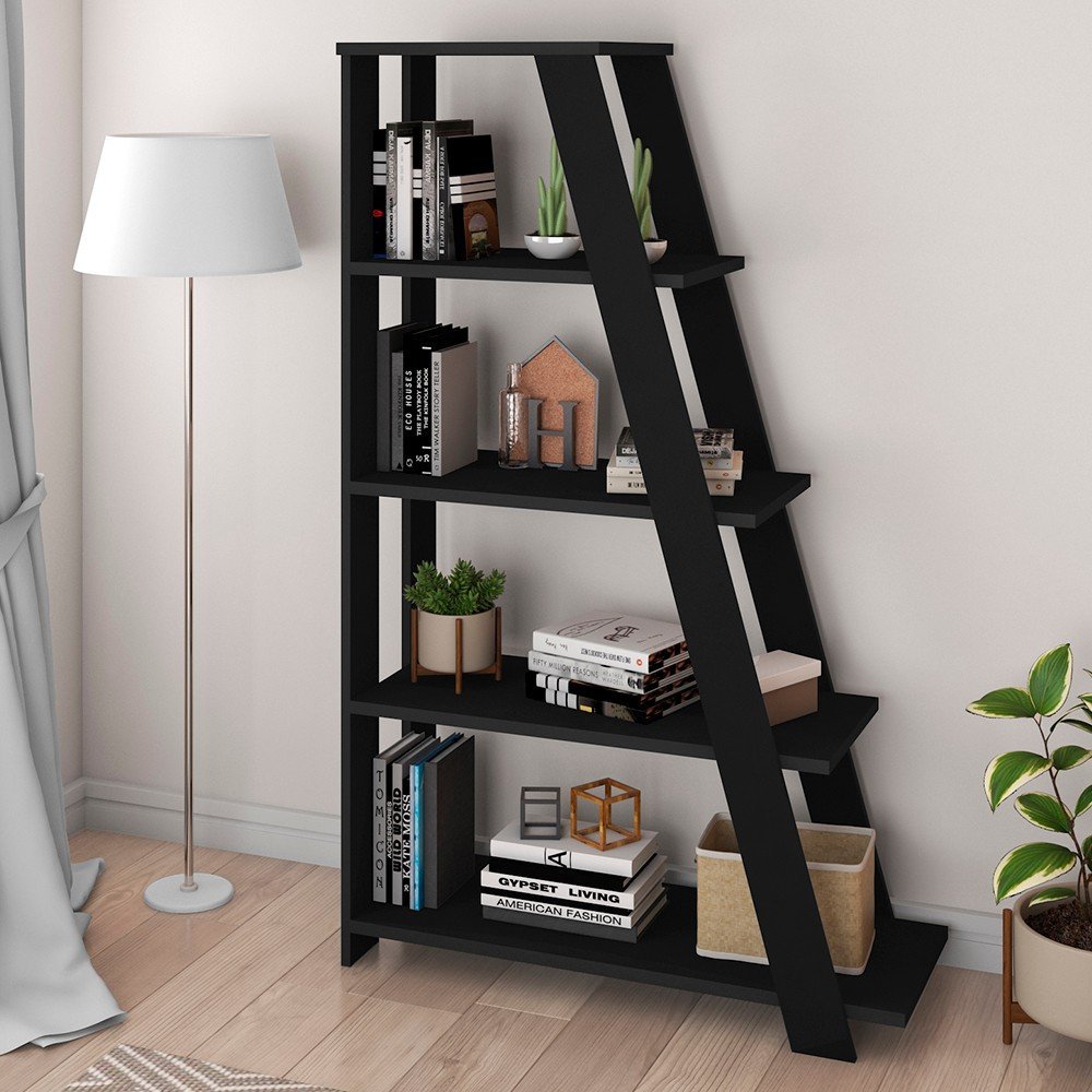 Estante Escada Multiuso Decorativa 5 Prateleiras Stela A06 Preto ...