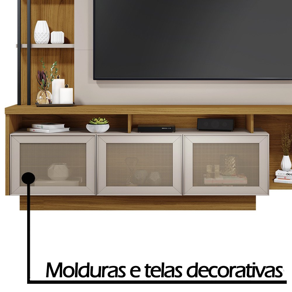 Estante Home para TV até 65 Polegadas Equilíbrio JCM Movelaria Freijó/Off White | MadeiraMadeira
