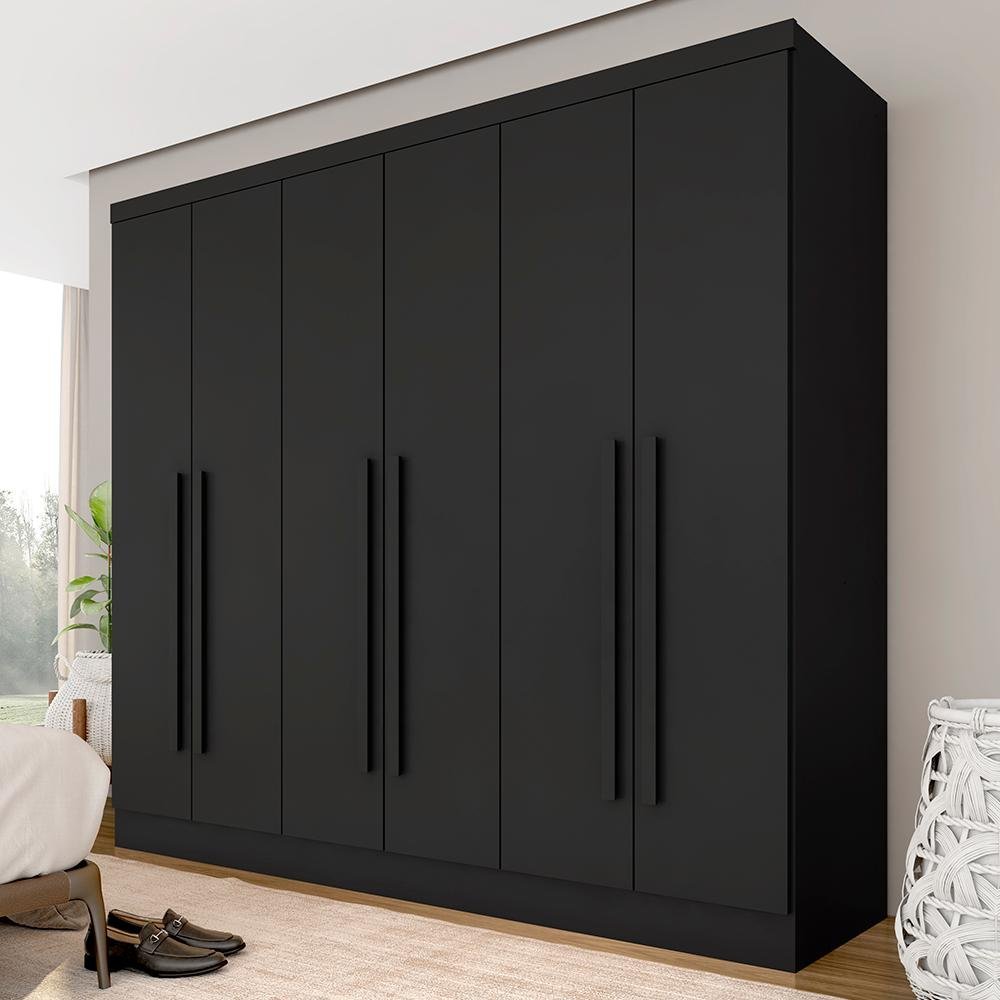 Guarda Roupa 6 Portas Casal Mayra Preto - Móveis Arapongas Preto Fosco ...