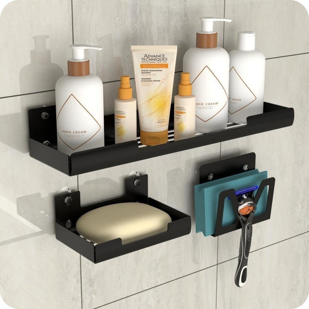 Kit Acessórios Para Banheiro Com Ventosa 7 Peças Preto Elg | MadeiraMadeira