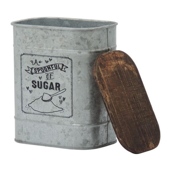 Lata de Metal Prata Sugar | MadeiraMadeira