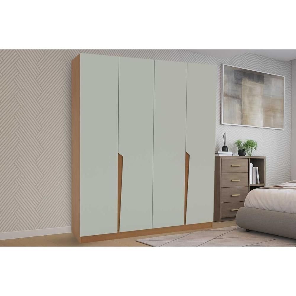 Guarda Roupa 4 Portas e 4 Gavetas Porto Freijo/verde - Politorno ...