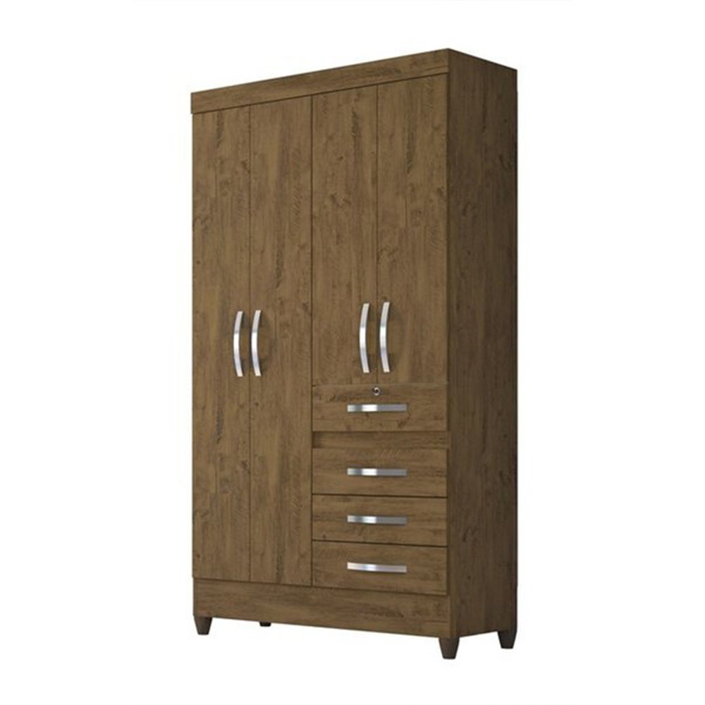 Guarda-Roupa Solteiro Moval Sobral com 4 Portas e 4 Gavetas Castanho ...