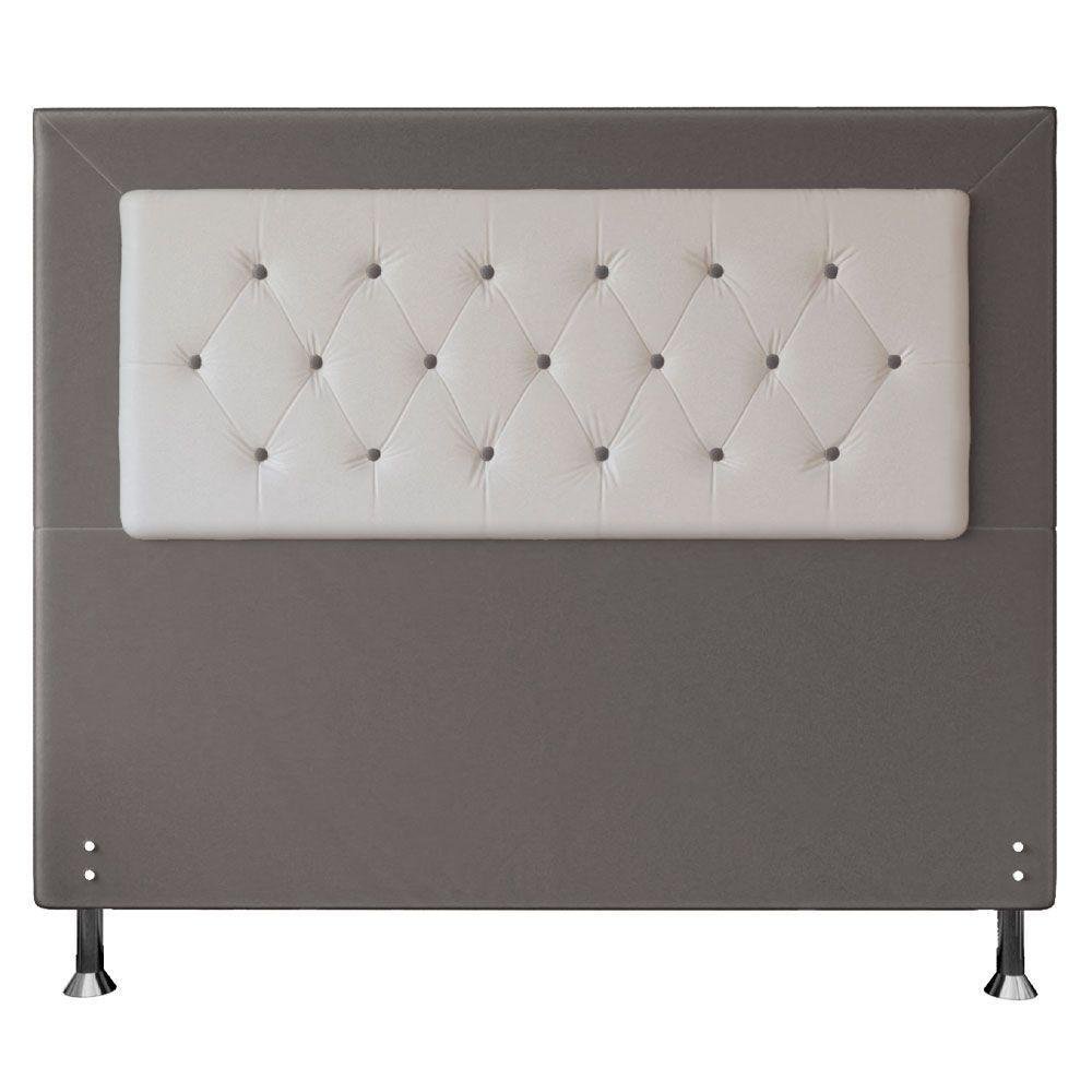 Cabeceira Queen 1,60m Havana Suede Branco Cinza | MadeiraMadeira