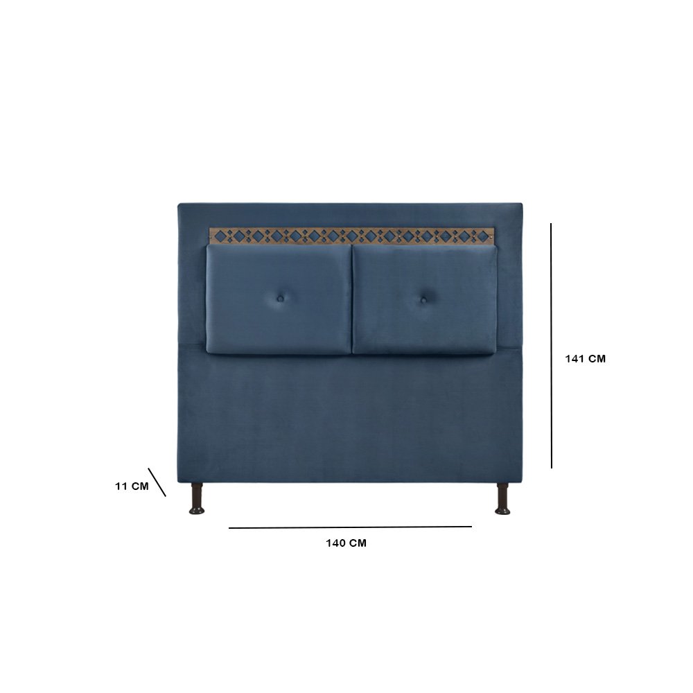 Cabeceira Cruzeiro Casal Veludo Luxor Azul 140cm Bnn Decor JS Estofados ...