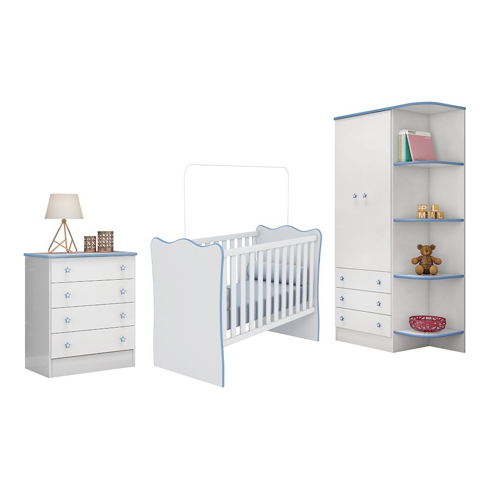 Quarto de Bebê Completo com Berço Cômoda e Guarda Roupa Doce Sonho ...