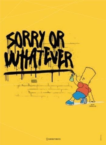 Quadro de Metal - Sorry or Whatever - Bart Simpson | MadeiraMadeira