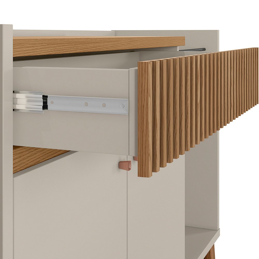 Balcão Buffet 133cm Bar Espelhado 2 Portas 1 Gaveta Luke L06 Amêndoa/Off White - Mpozenato ...