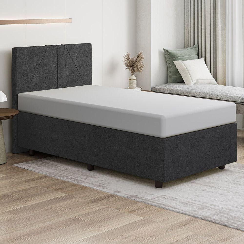 Base Cama Box Viúva Veludo Skybox Cor Preto | MadeiraMadeira