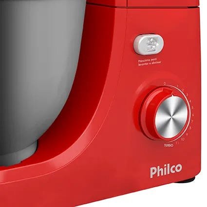 Batedeira Planetária Philco PHP500 Turbo Inox Vermelha 500W 220V | MadeiraMadeira