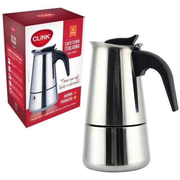 Cafeteira Italiana em Aço Inox - 4 Xícaras - Clink | MadeiraMadeira
