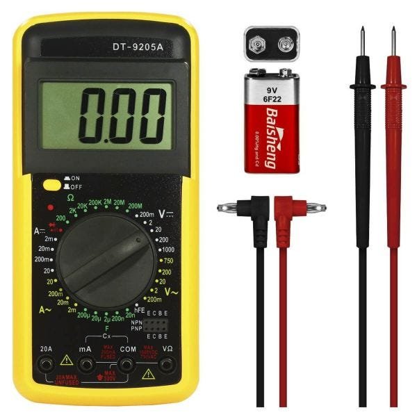 Multímetro Digital Profissional Com Cabo Teste Display Grande ...