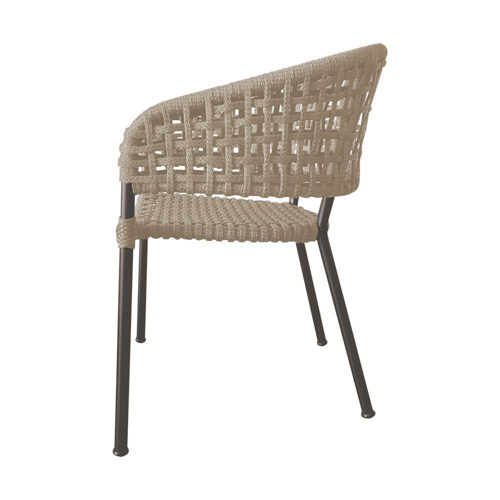 Kit 2 Cadeiras de Jantar em Corda Naútica Champanhe Sol Base Aluminio Rami | MadeiraMadeira