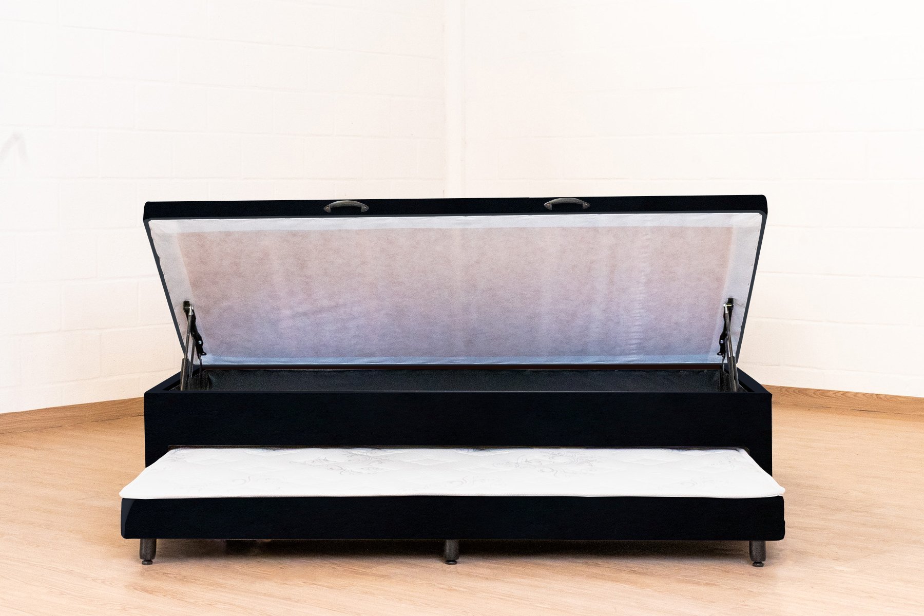 Cama 3 em 1 Solteirão Serenelife - Suede Preto | MadeiraMadeira