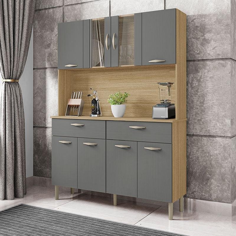 Kit Cozinha Pan 8 Portas Freijó Gris - Kits Paraná | MadeiraMadeira