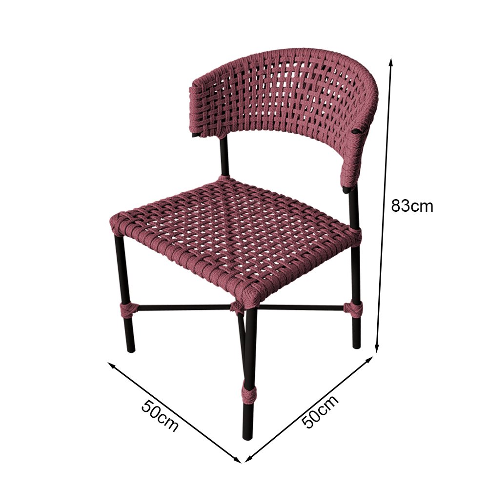 Cadeira de Jantar Hortz em Alumínio Preto Corda Naútica Bordo | MadeiraMadeira