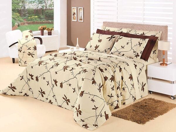Kit Edredom King Size Desire Folhas Percal 200 Fios 05 Peças - 100% ...