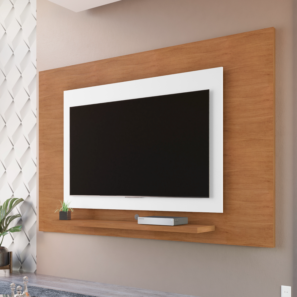 Conjunto Rack e Painel 60 Polegadas Chester Cedro Branco | MadeiraMadeira