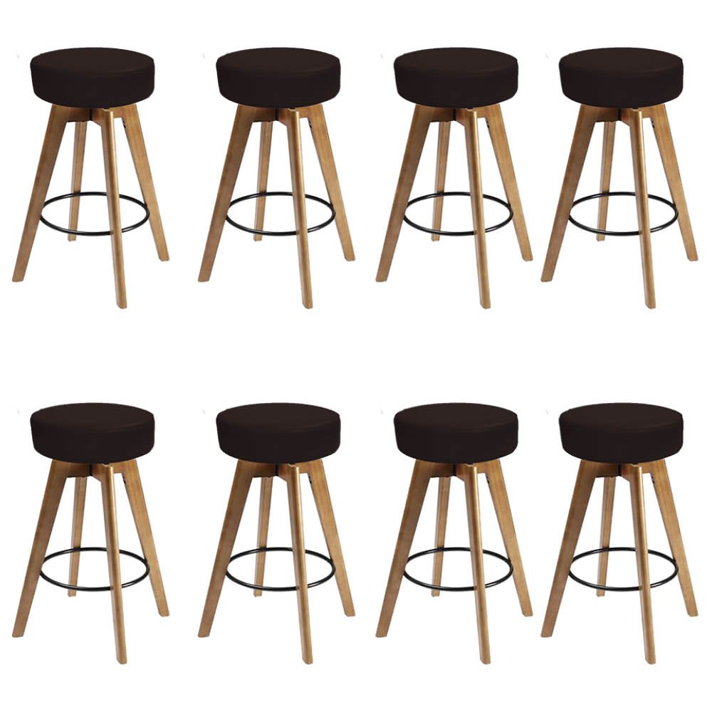 Kit 08 Banqueta Alta Redonda Giratória Elsa Madeira Balcão Bistrô ...