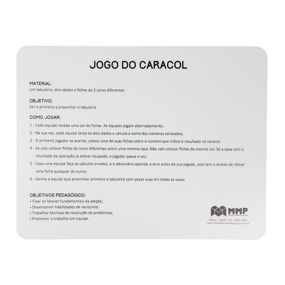 Jogo Do Caracol Educativo Material Pedagógico E Didático MMP ...