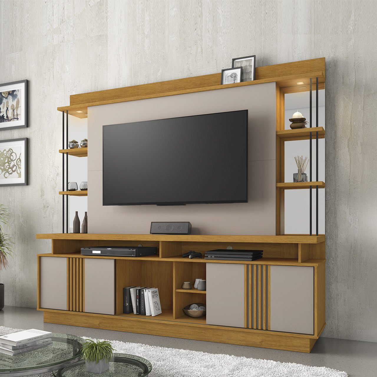 Home para TV de até 65 Polegadas Esplendor JCM Movelaria CINAMOMO FOSCO ...