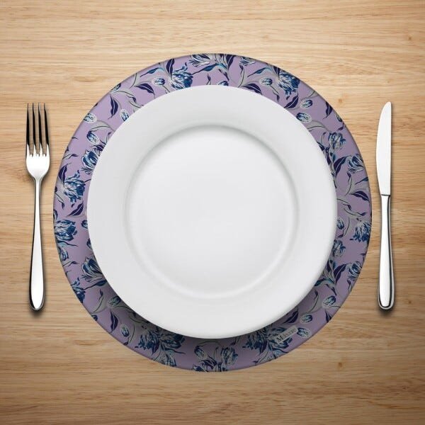 Capa para Sousplat Mdecore Floral Roxo | MadeiraMadeira