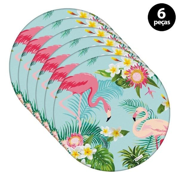 Capa para Sousplat Mdecore Flamingo Azul | MadeiraMadeira