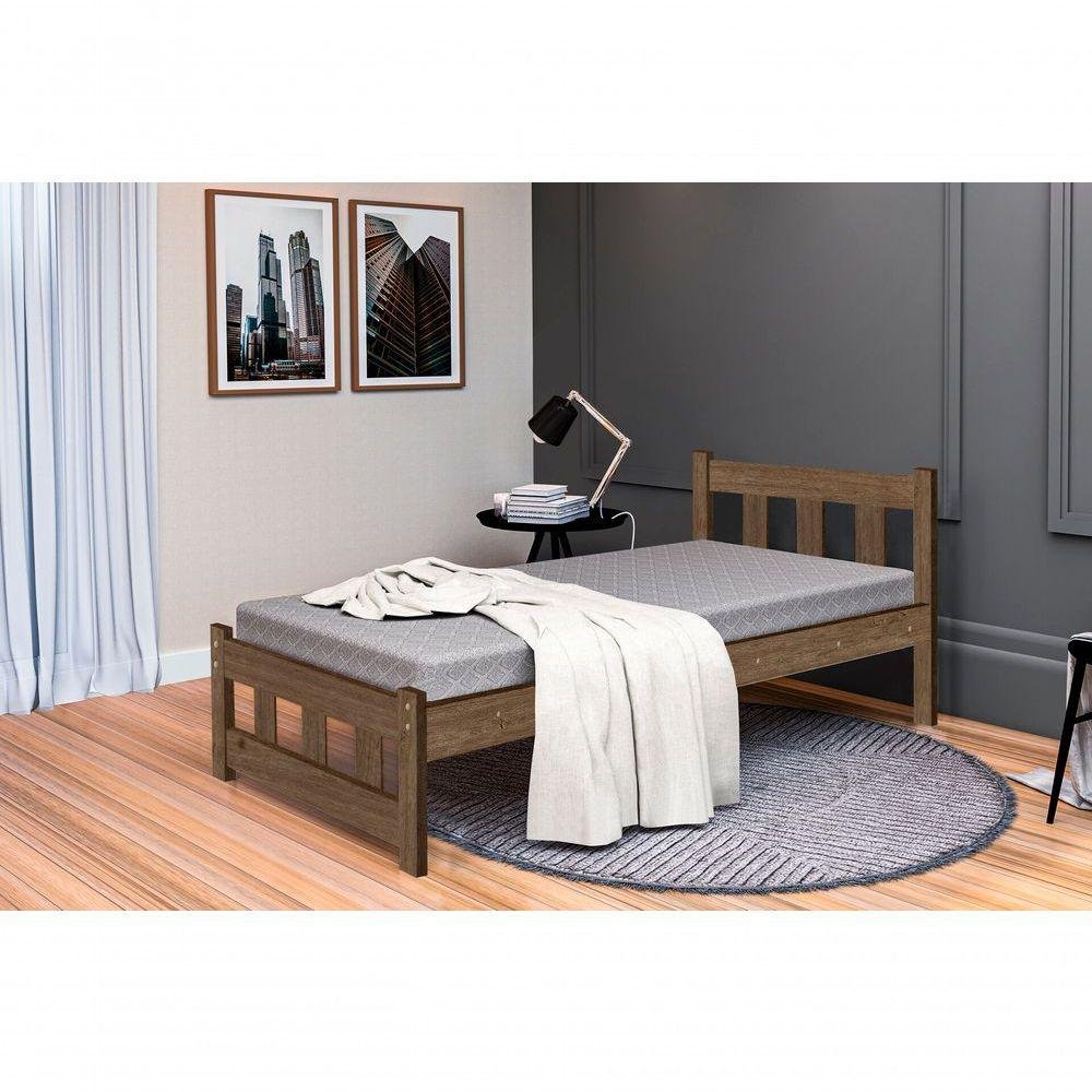Cama de Solteiro Pop Moderna Resistente de Mdf Mocaccino | MadeiraMadeira