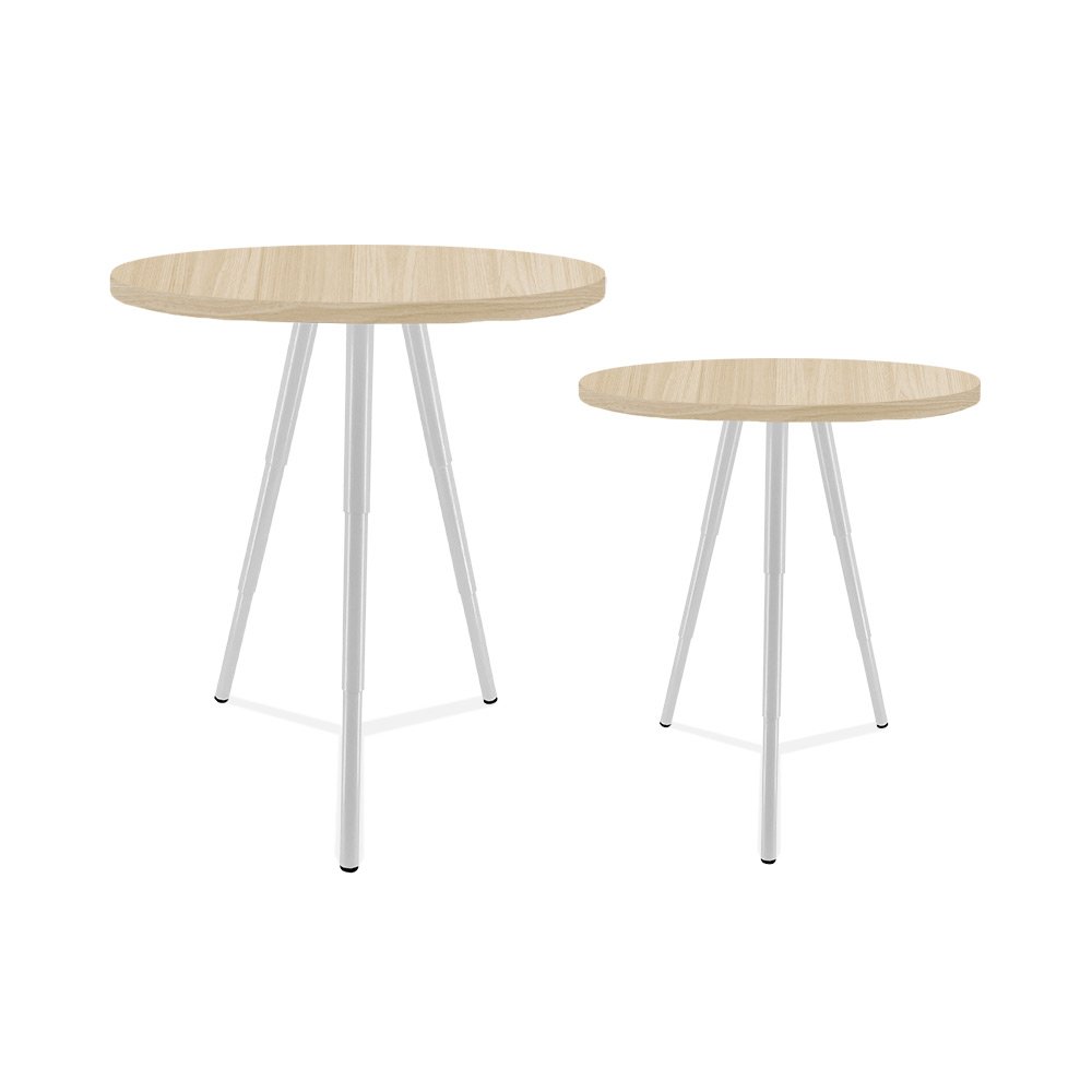 Conjunto de Mesa Lateral Dupla Lévis Redonda Sala Branco/Jade ...