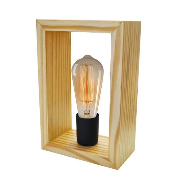 Abajur Box Wood Pinus Base E27 - Ellume | MadeiraMadeira