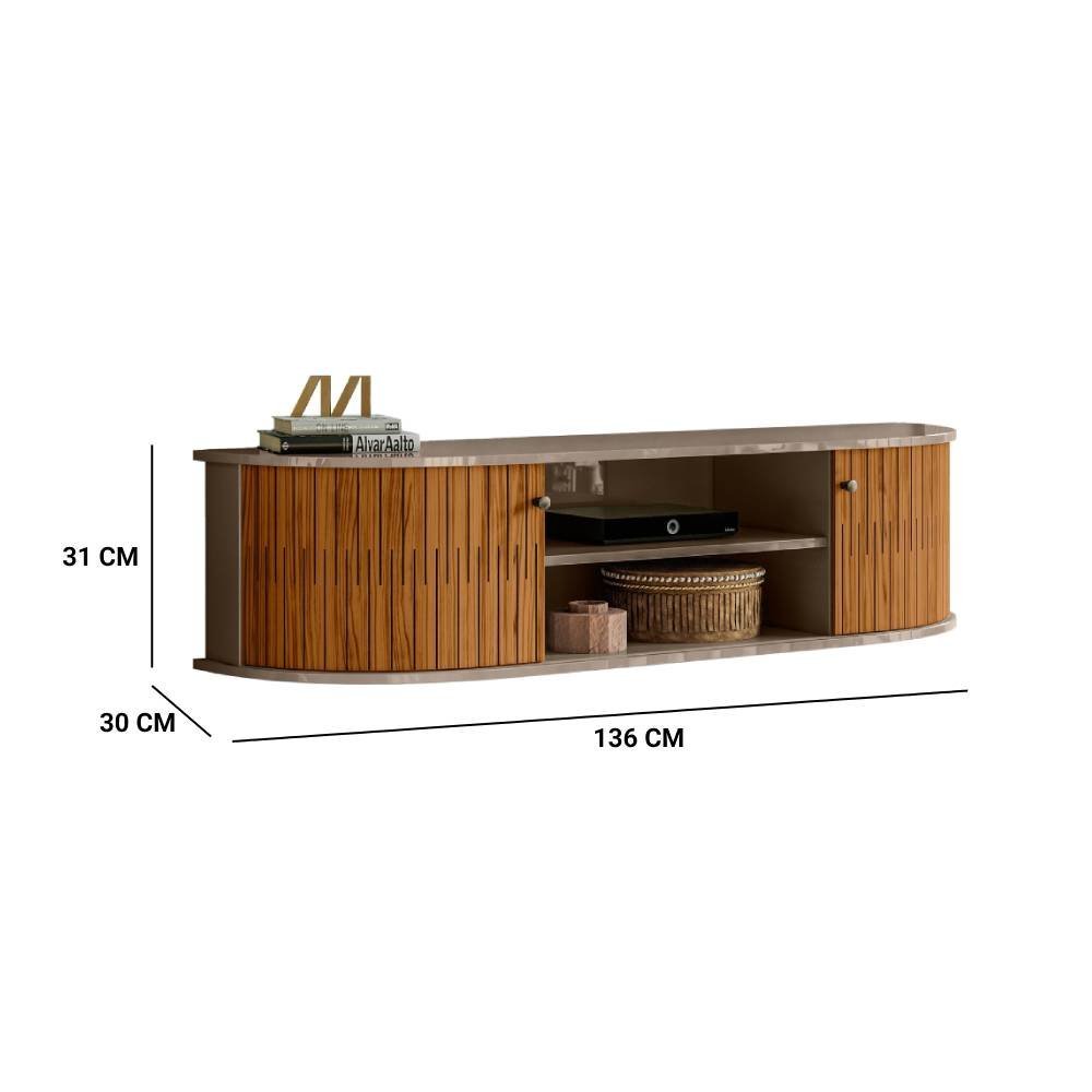 Rack Bancada Suspensa Eva TV 60 2 Portas Fendi Naturale Tana Decor ...