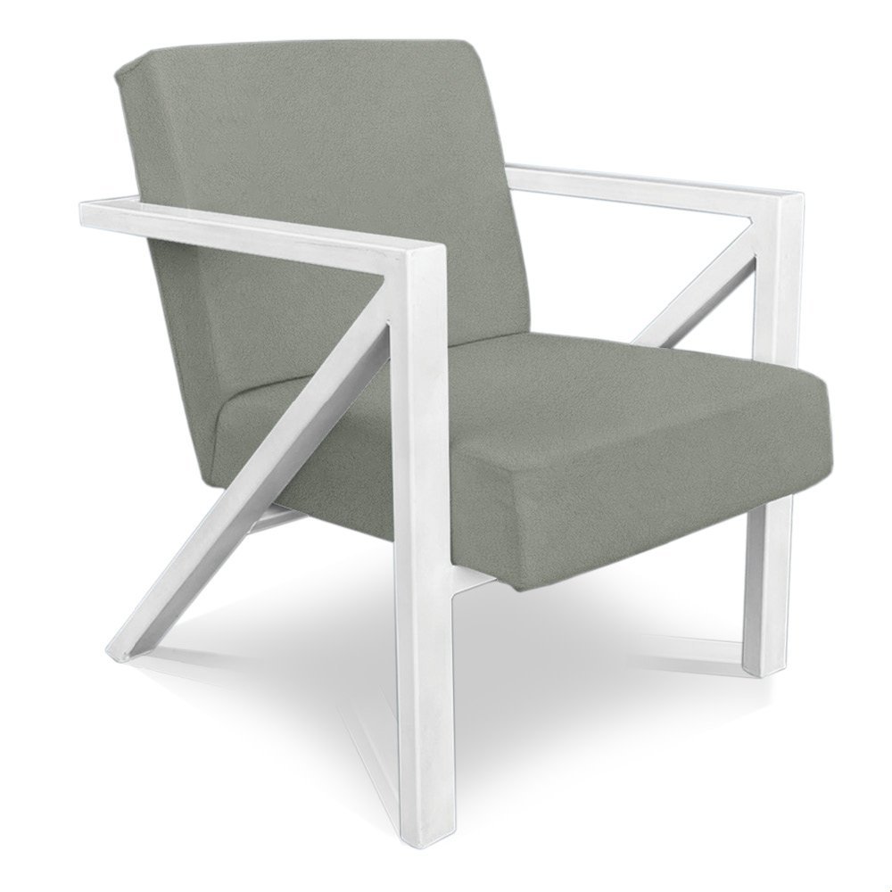 Poltrona Para Sala de Estar Angel Veludo Boucle Bege Gelo Base Metálica ...