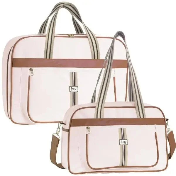 Kit 02 Bolsas Mala Maternidade Peteca Rosa - Hug Baby | MadeiraMadeira