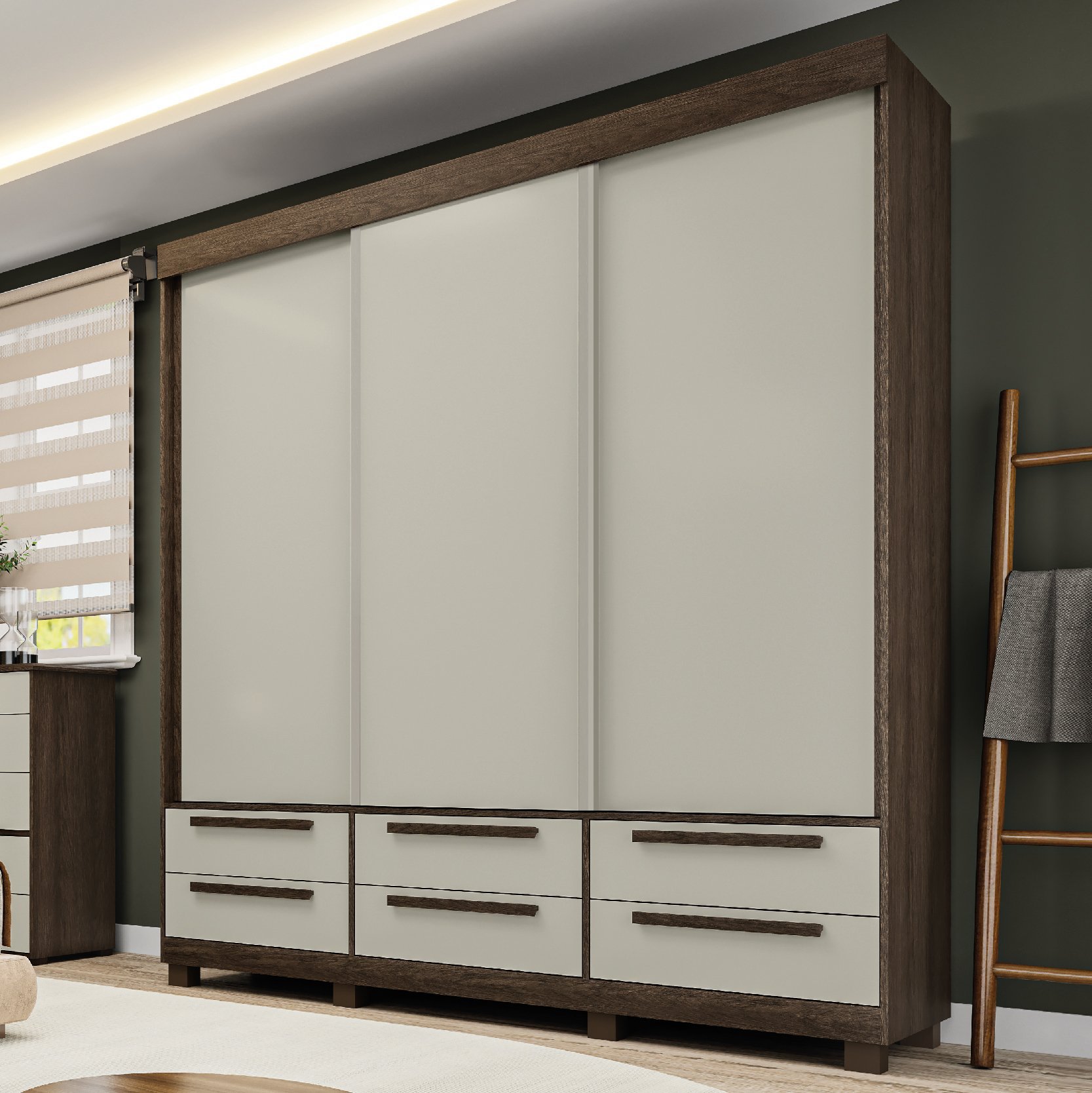 Guarda Roupa Casal 3 Portas Deslizantes Sidney Plus - Tauari/Off White ...