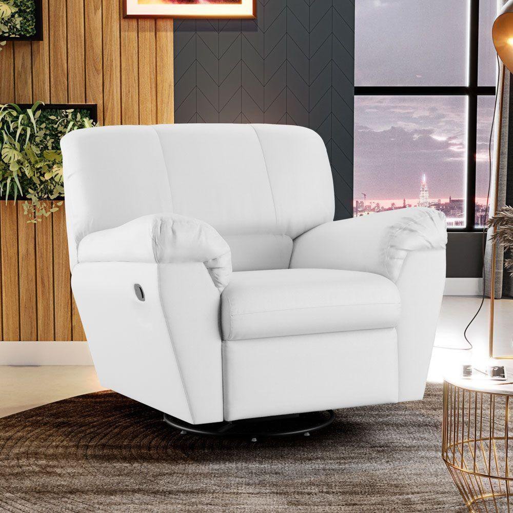 Poltrona Do Papai Reclinável Retrátil Taty D05 Corano Branco - Mpozenato | MadeiraMadeira