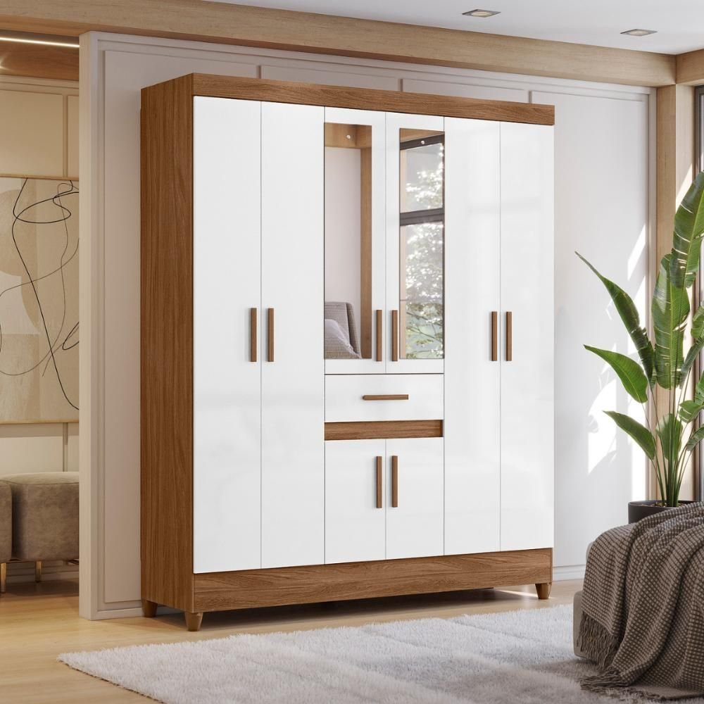 Guarda Roupa Steven com Espelho Naturalle Off White | MadeiraMadeira