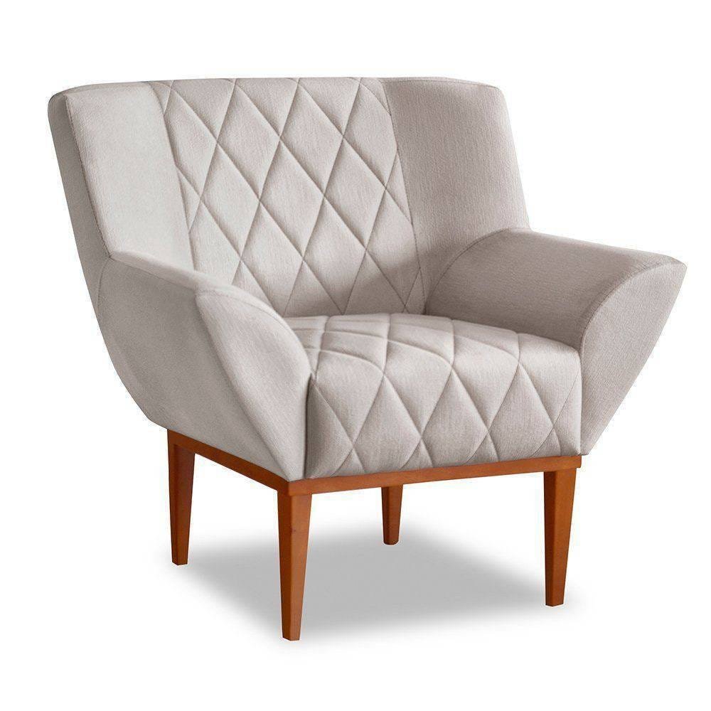 Poltrona Decorativa Veneza Base de Madeira Palha - Konfort | MadeiraMadeira