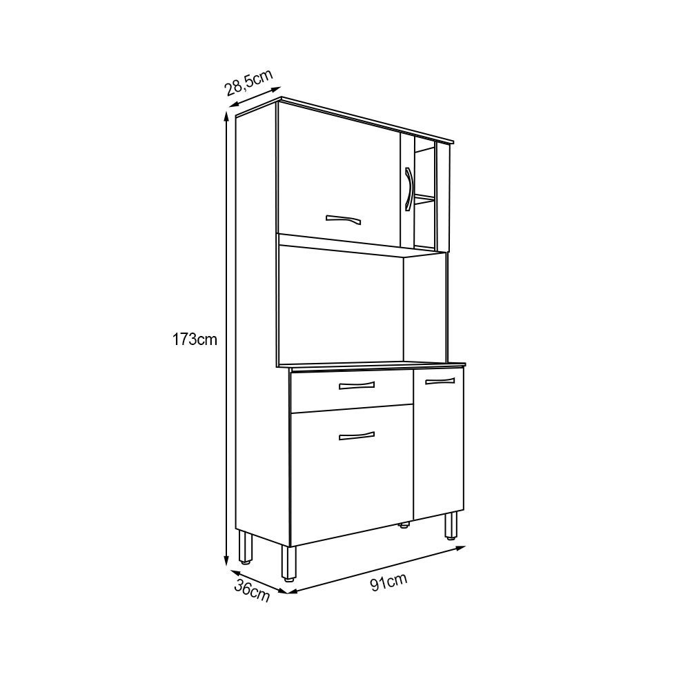 Armario de Cozinha Kit Viena Plus 910 4 Portas 1 Gaveta Branco/grafite | MadeiraMadeira