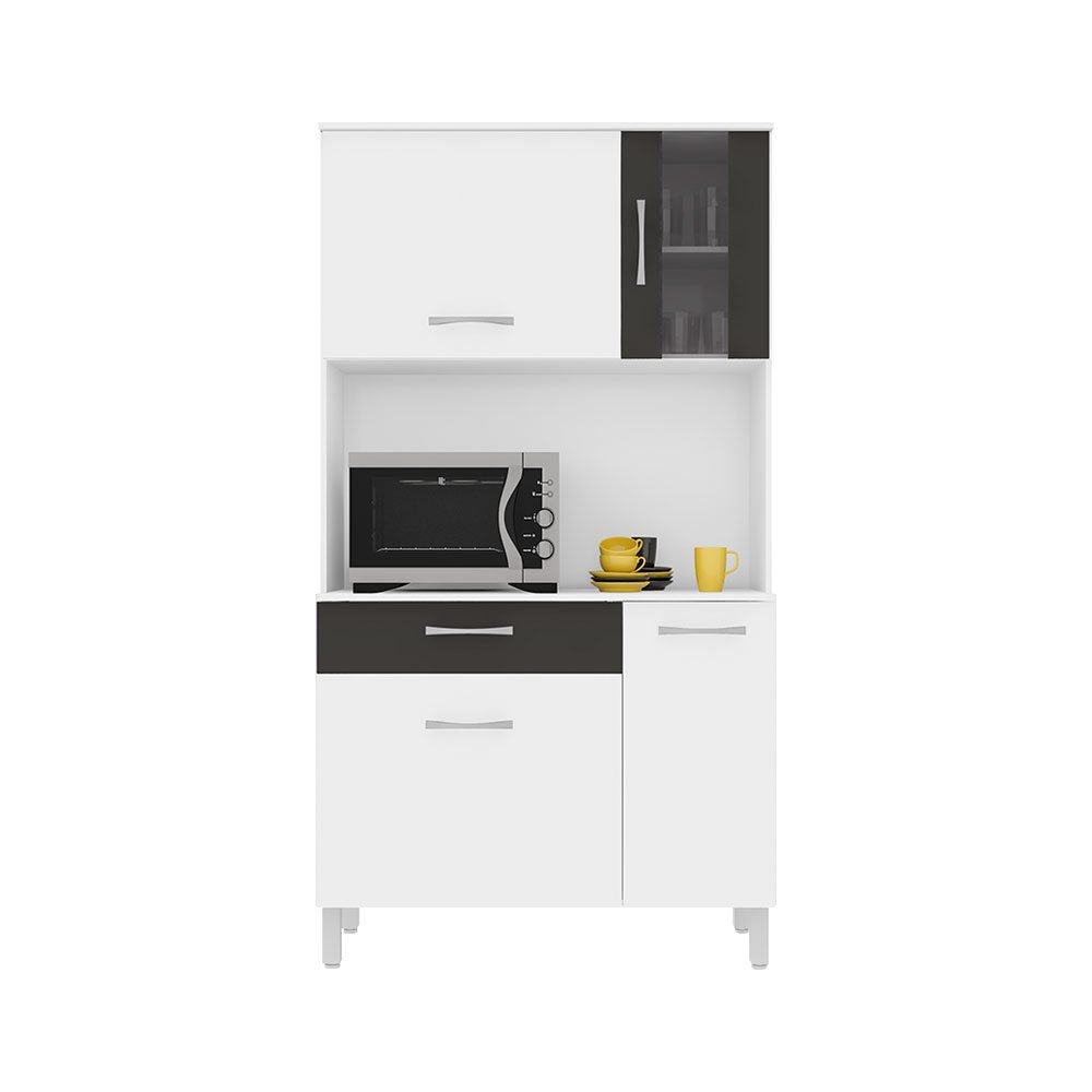 Armario de Cozinha Kit Viena Plus 910 4 Portas 1 Gaveta Branco/grafite | MadeiraMadeira